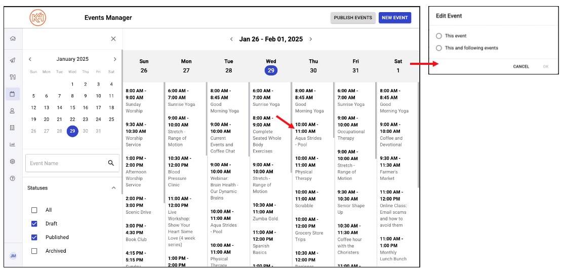 How to create and manage events