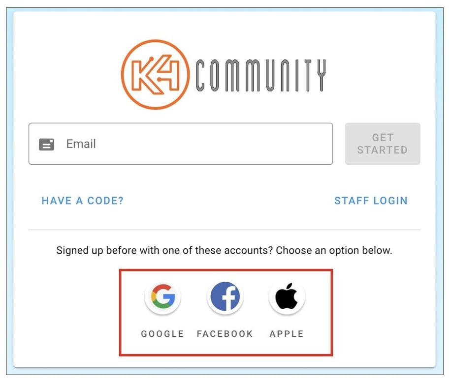 How to login to K4Community Plus using the Social Logins